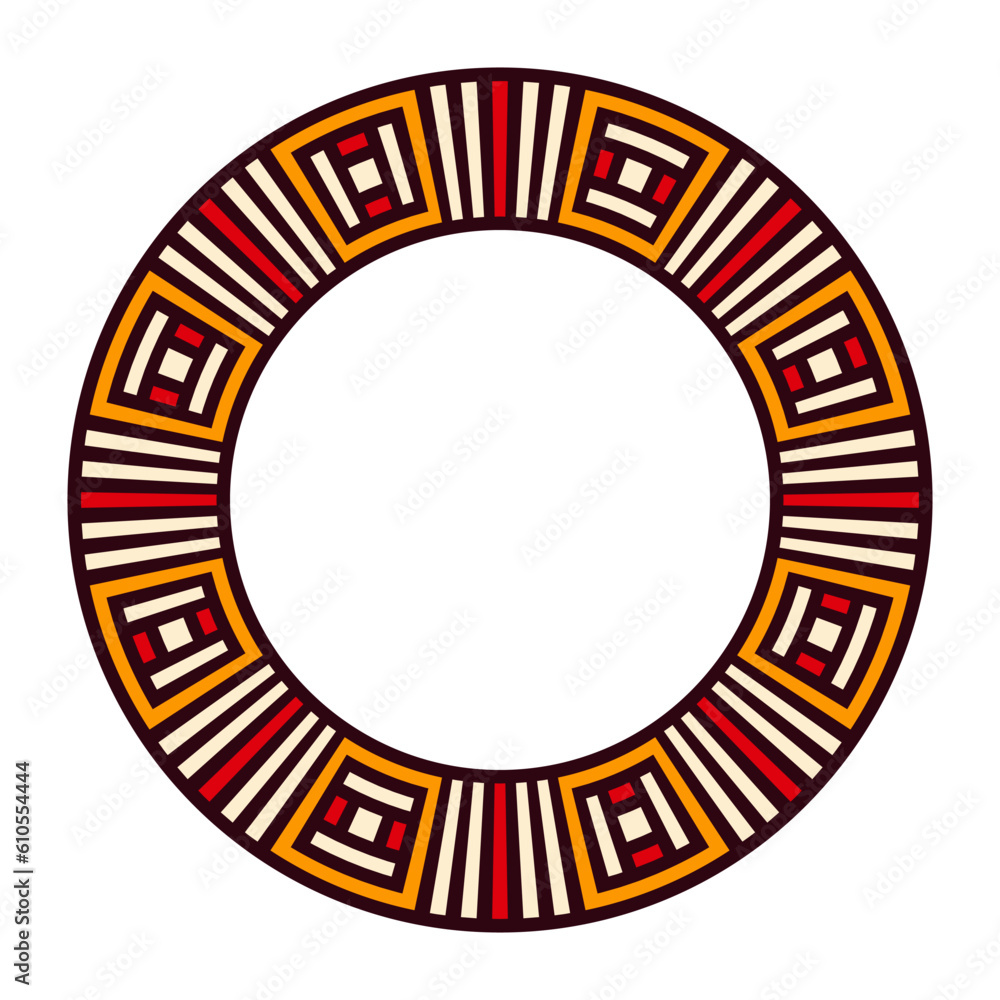Round vector border frame design. Tribal ornament. Ethnic round vector ...