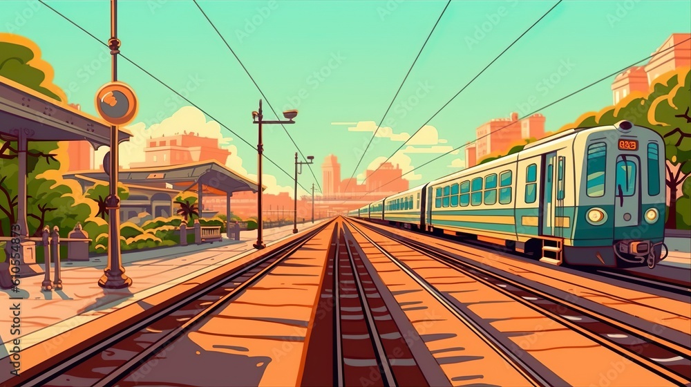 Abstract background subway. Illustrations of trains and commuters ...