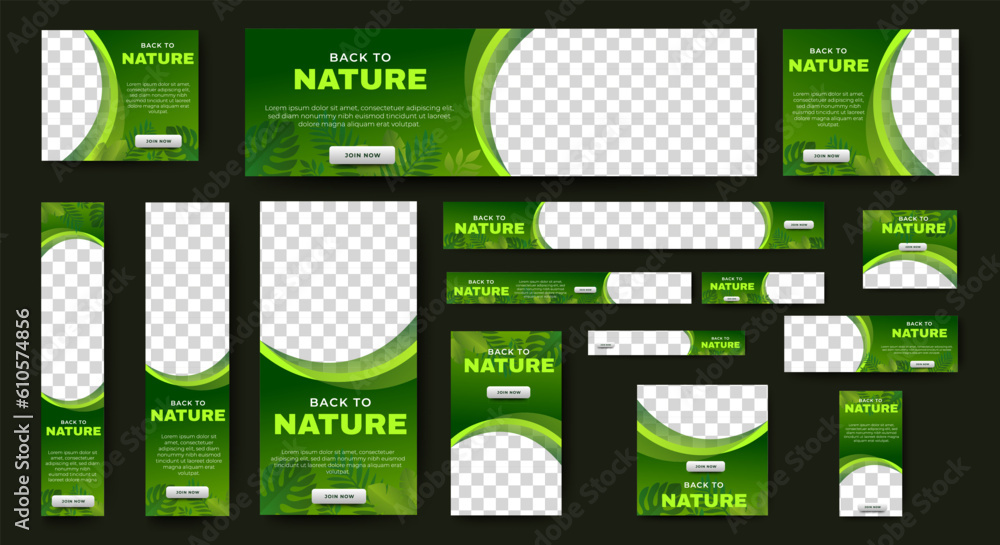 Nature banner design web template Set, Horizontal header web banner ...