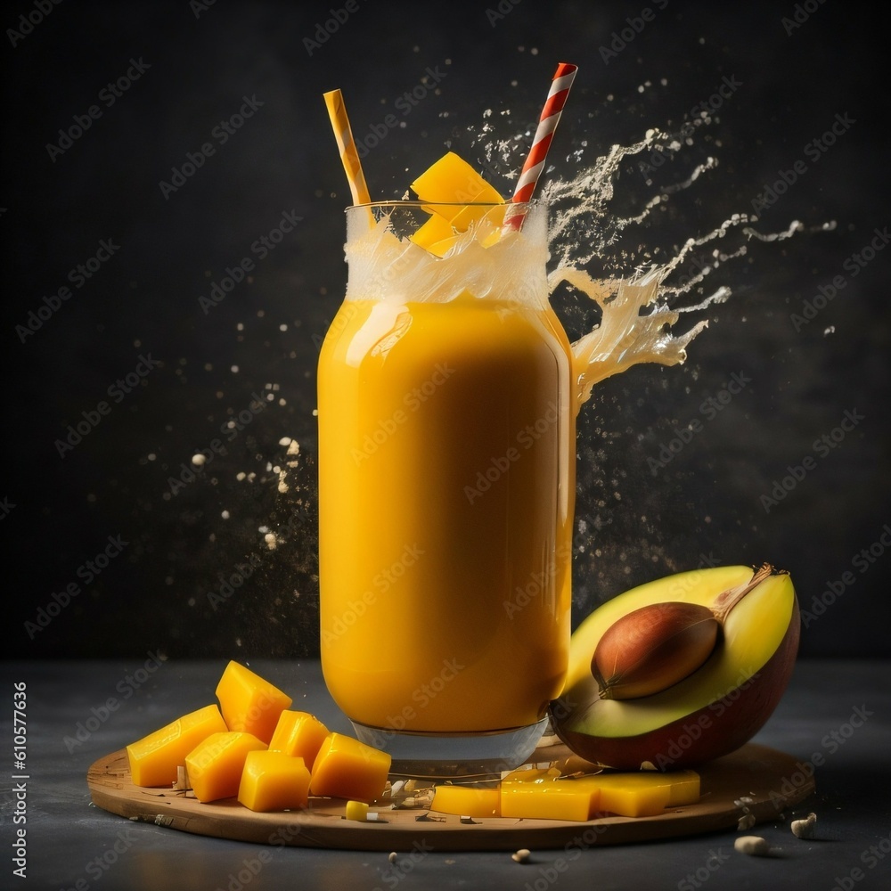 Beautiful Presentation Of Mango Juice, Professional Mango Juice ...