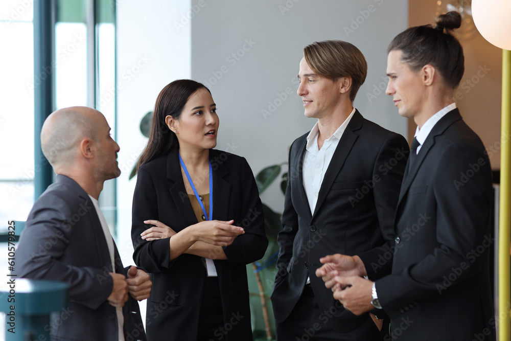 Collaborative process of multiethnic business people team working ...
