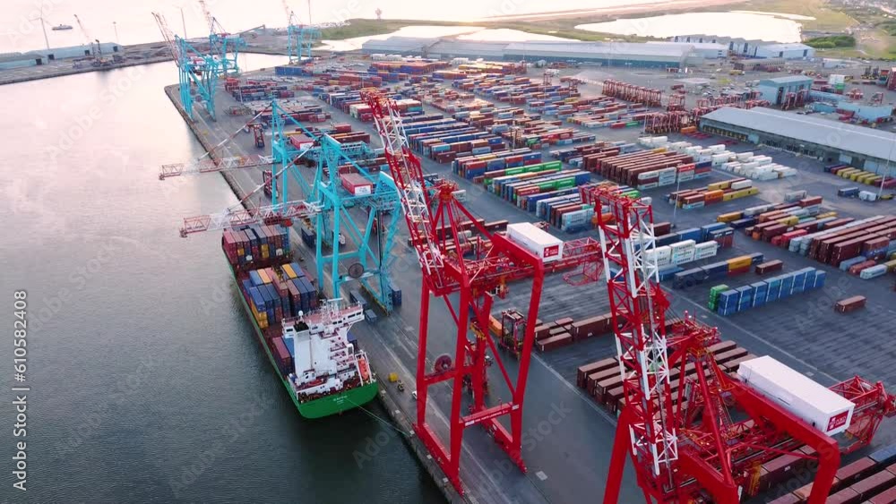 Container port cargo vessel in export import business logistics ...