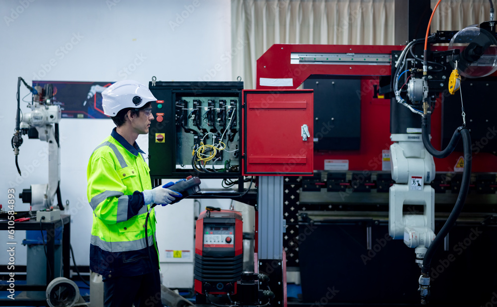 Foto de Engineer technician under control digital factory production ...