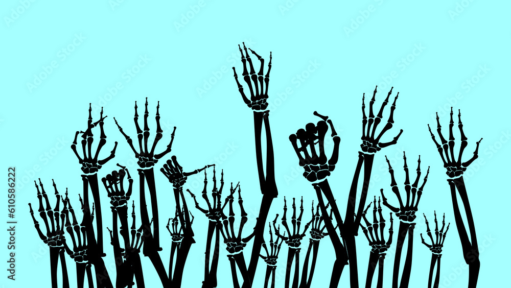 skeleton hands raised up silhouette Stock Vector | Adobe Stock