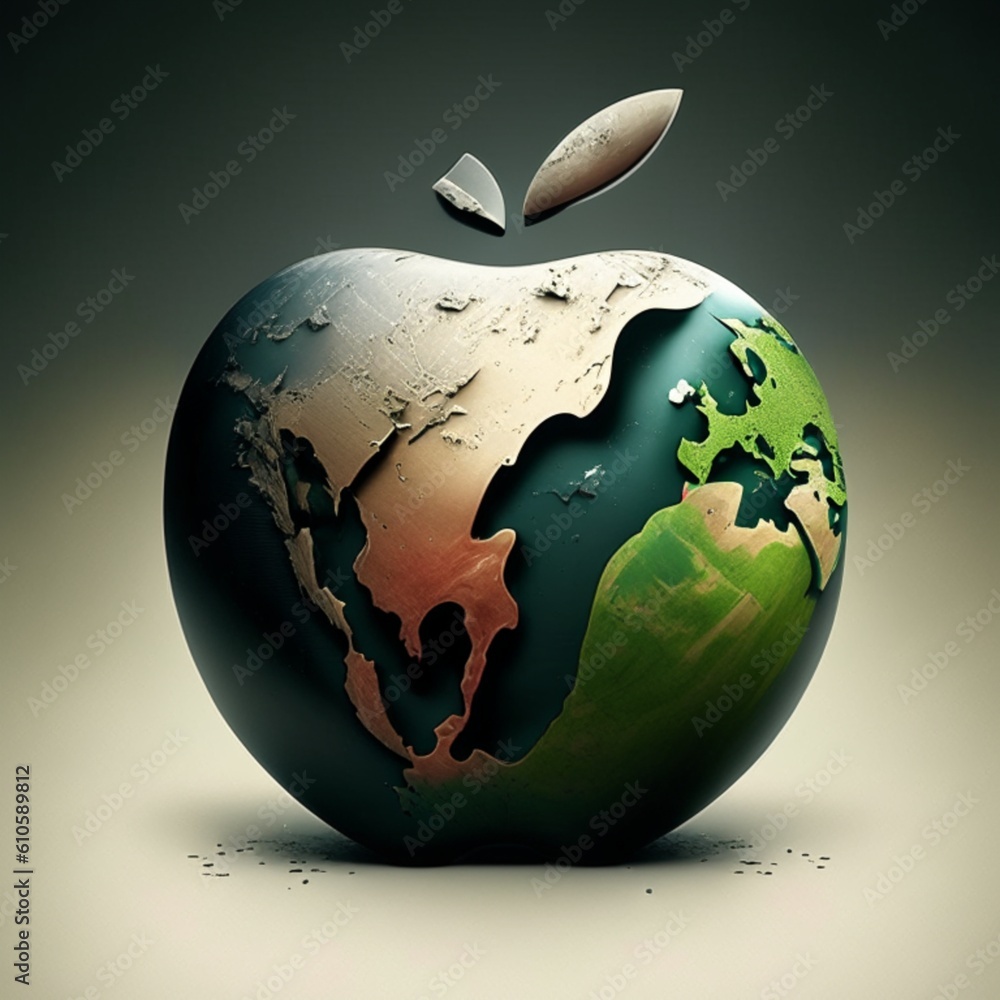 world map on apple Apples are like globes. abstract illustration ...