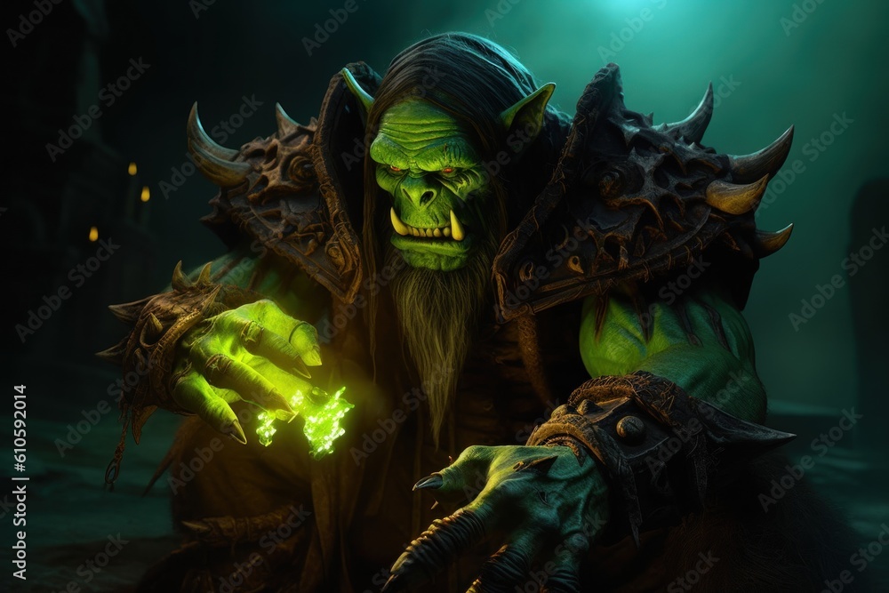 As an orc, they possesses immense strength and resilience. His green ...