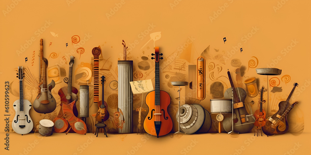 World Music Day Celebration with Various Musical Instruments ,Melodic ...
