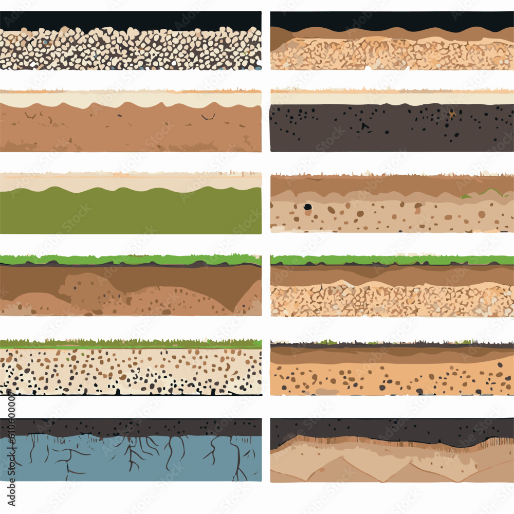 Seamless ground cross sections,layers under earth underground textures ...