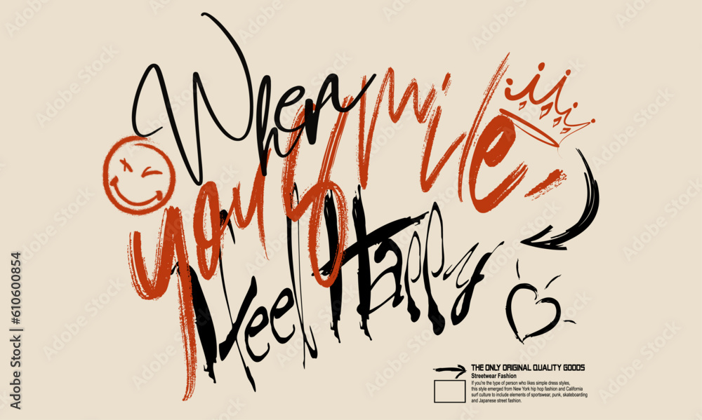 Urban typography slogan with neon graffiti art, t-shirt graphics ...