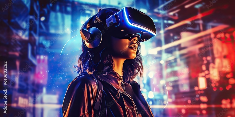 AI Generated. AI Generative. VR AR virtual reality mask helmet glasses ...