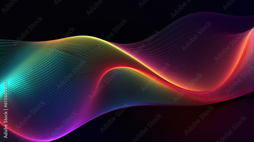 Game background neon wavy lines on black background, abstract electric ...
