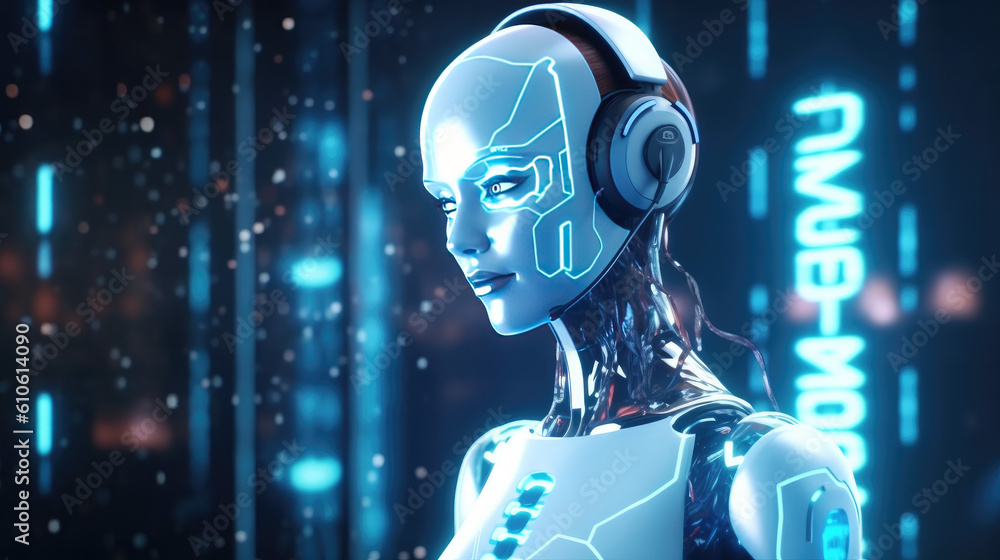 ภาพประกอบสต็อก AI bot, chatbot, AI Artificial Intelligence technology, helpful information ...