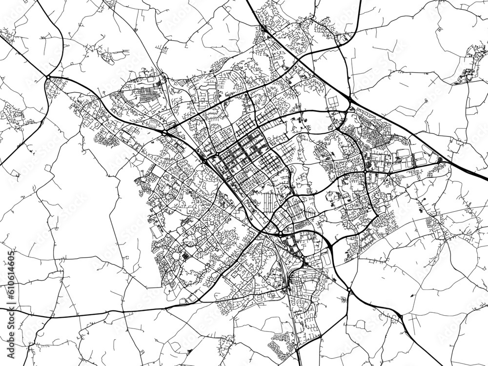 A vector road map of the city of Milton Keynes in the United Kingdom on ...