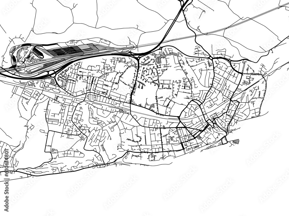 A vector road map of the city of Folkestone in the United Kingdom on a ...