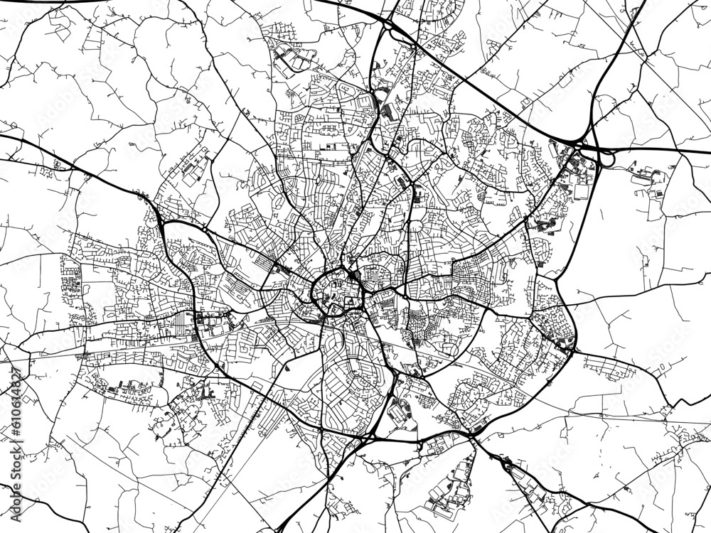 A vector road map of the city of Coventry in the United Kingdom on a ...