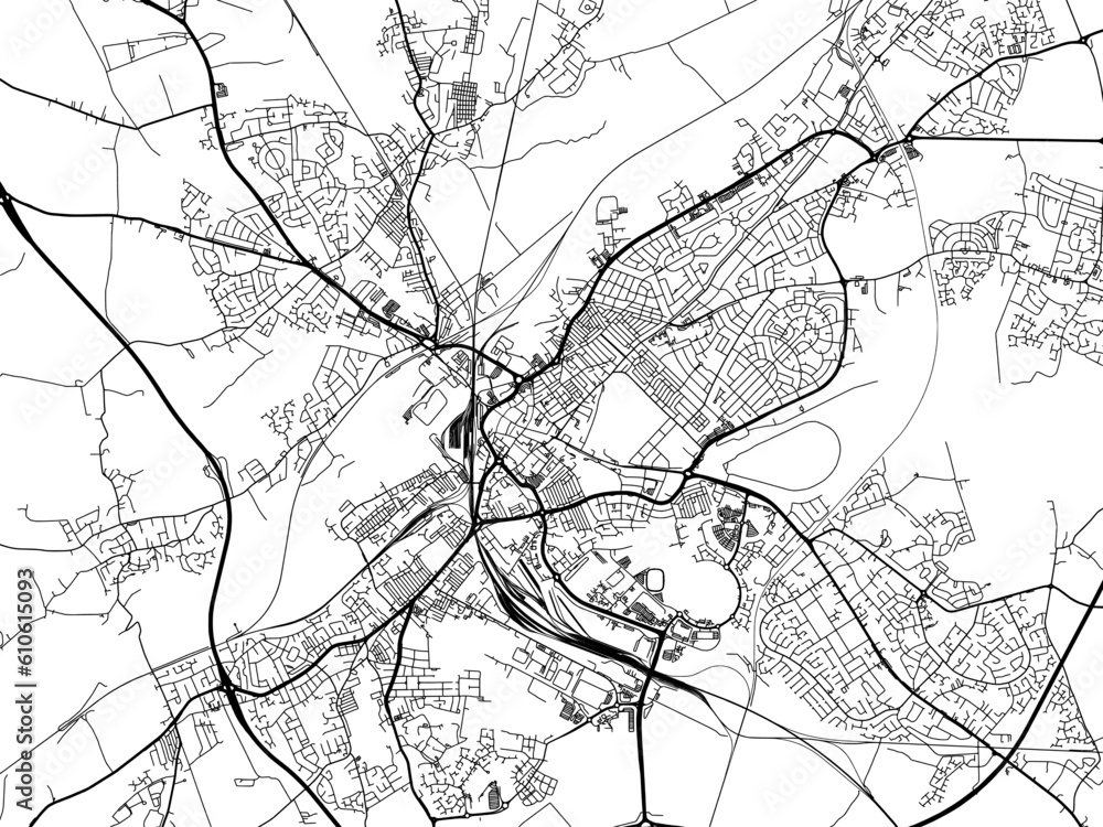 A vector road map of the city of Doncaster in the United Kingdom on a white background. Stock ...