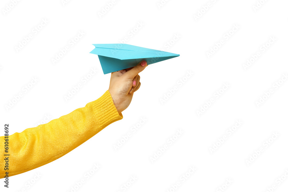 hand holding paper plane isolated on transparent background Stock Photo ...