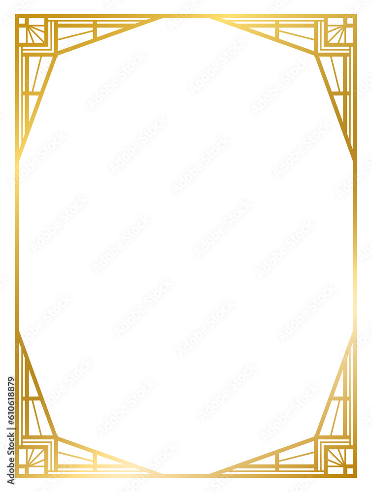 Art Deco gold frame vintage frame line geometric wedding label card ...