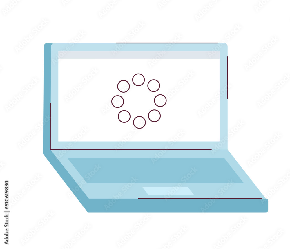 Buffering on laptop screen semi flat colour vector object. Personal ...