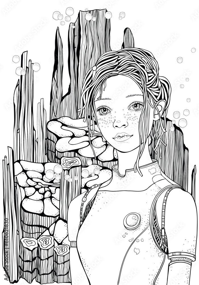 Cute Robot Girl. Zentangle background, American Canyons, Monument ...