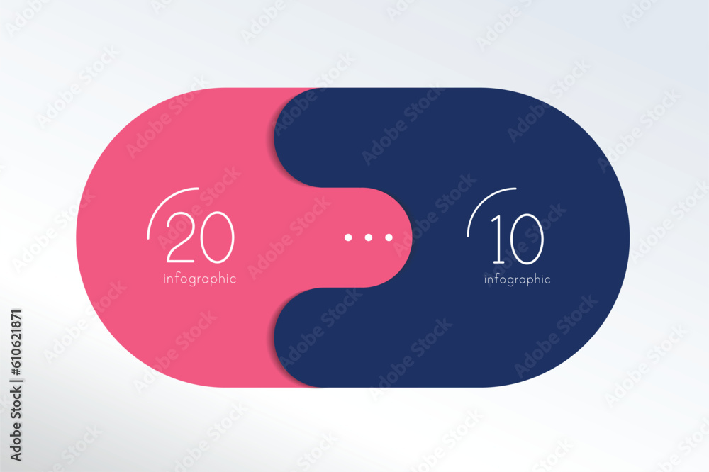 2 elements scheme, diagram. Two connected circles. Infographic template ...