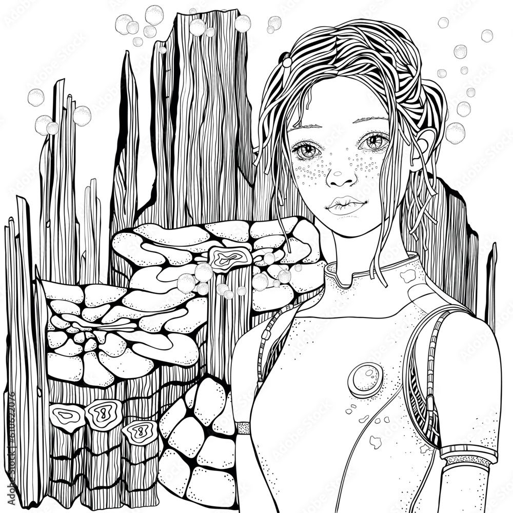 Cute Robot Girl. Zentangle background, American Canyons, Monument ...