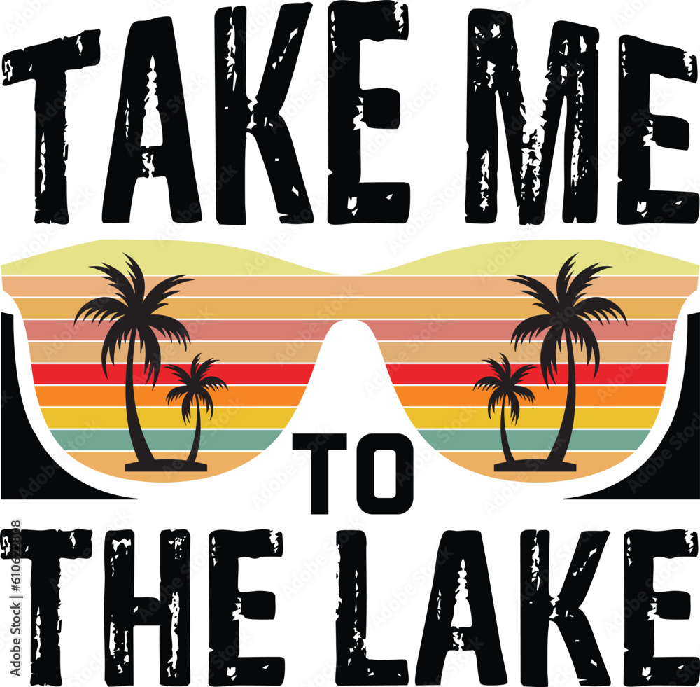 Vetor de take me to the lake, Summer Vacay Vibe svg, Png,Sunset Beach Svg, Beach scene svg ...