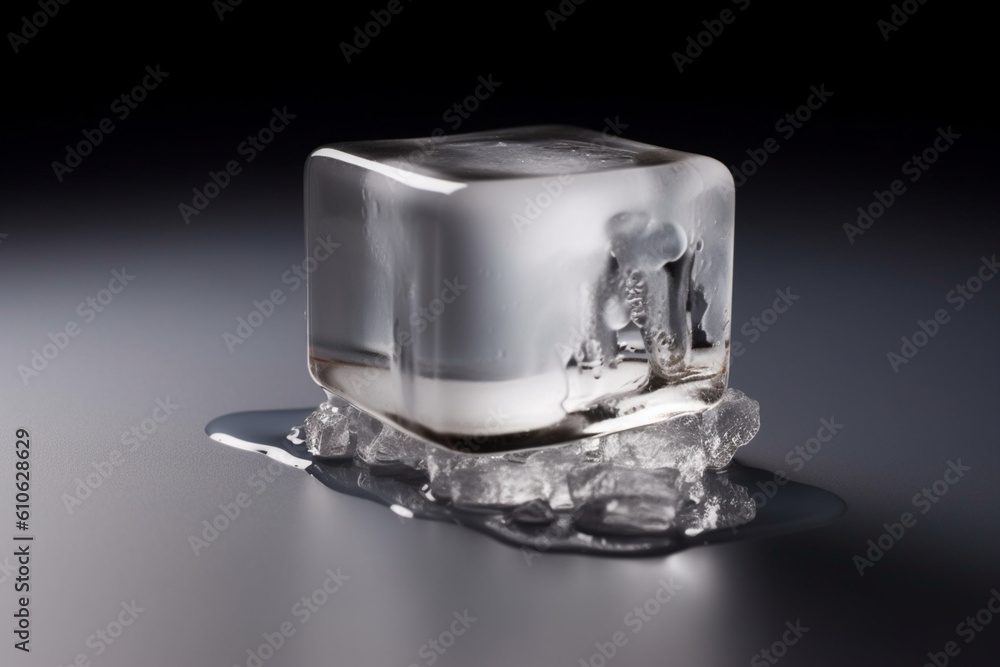 One single cuboid melting ice cube Stock Illustration | Adobe Stock