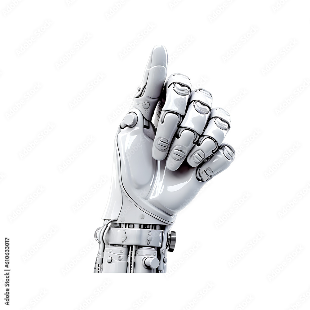 Cyborg hand finger pointing pose thumb up isolated on Transparent ...