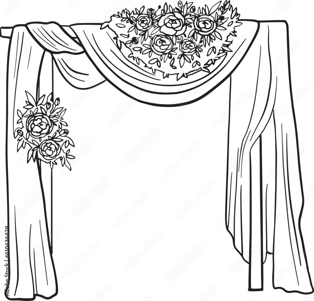 Wedding arch vector outline. Hand drawn vector doodle illustration of ...