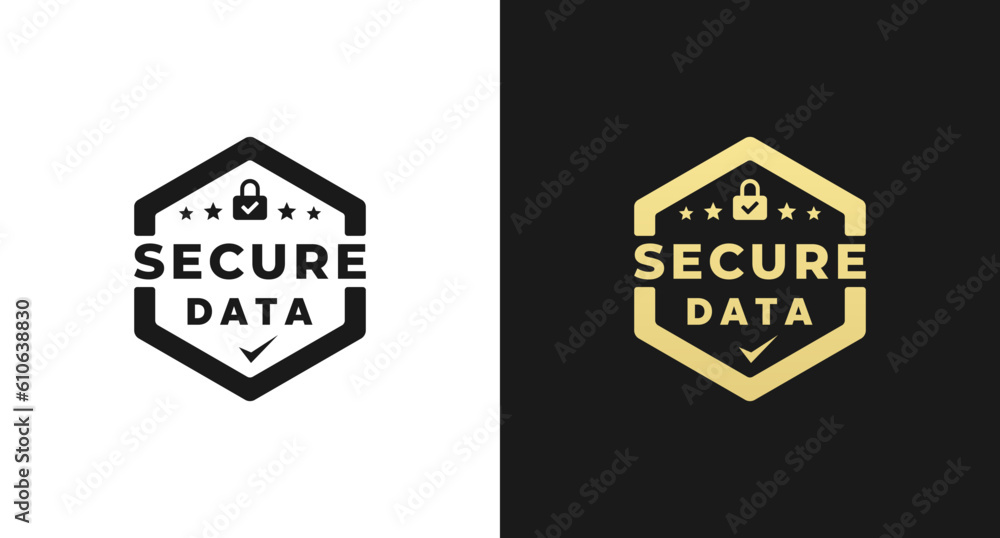 Secure data label or Secure data logo vector isolated in Flat Style ...