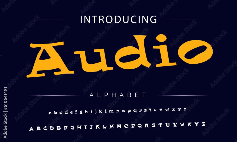 Audio comics alphabet font. Typography comic logo or movie fonts ...