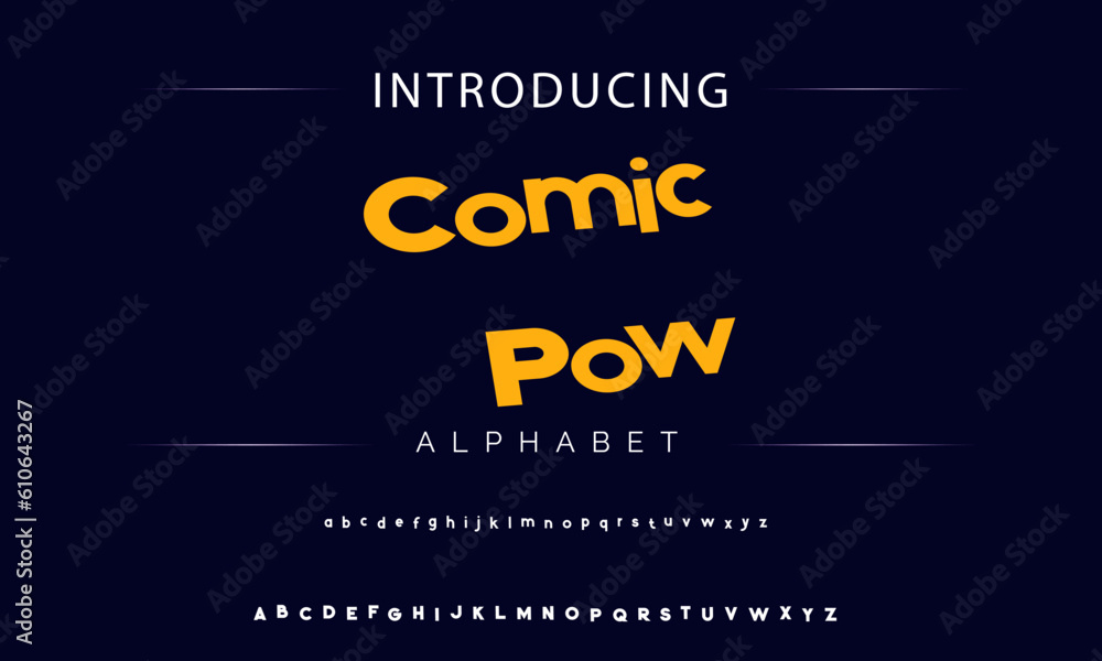 Comic Pow comics alphabet font. Typography comic logo or movie fonts ...