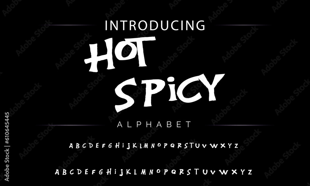 Vecteur Stock Hot Spicy comics alphabet font. Typography comic logo or ...