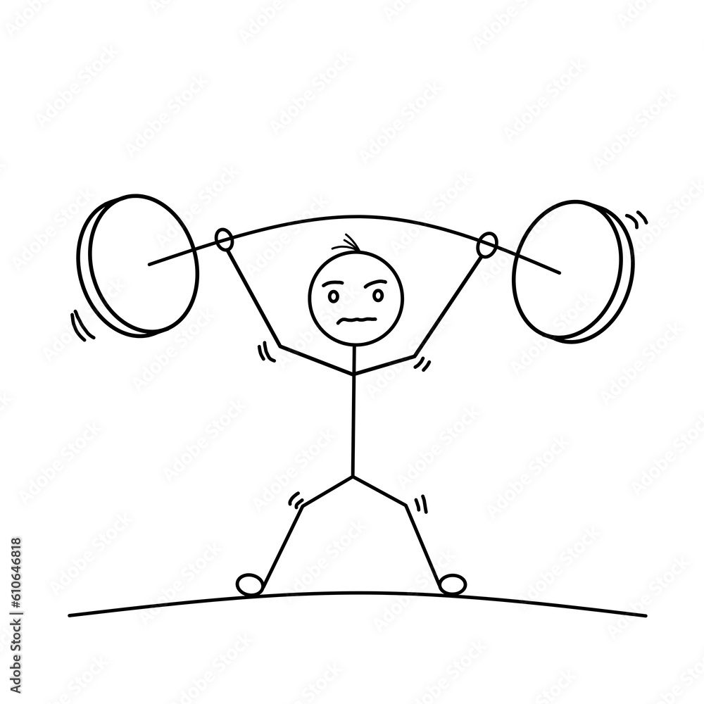 cartoon stick figure drawing conceptual illustration of man or ...