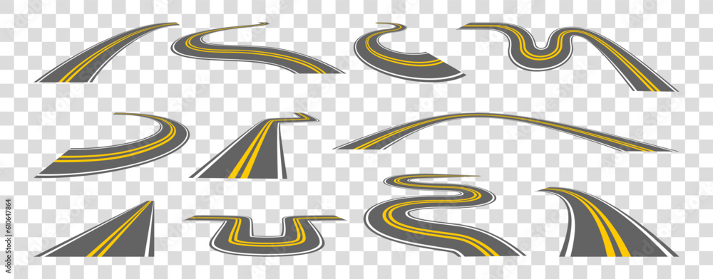 Road way. Automobile path. Straight and curve in perspective. Route to ...