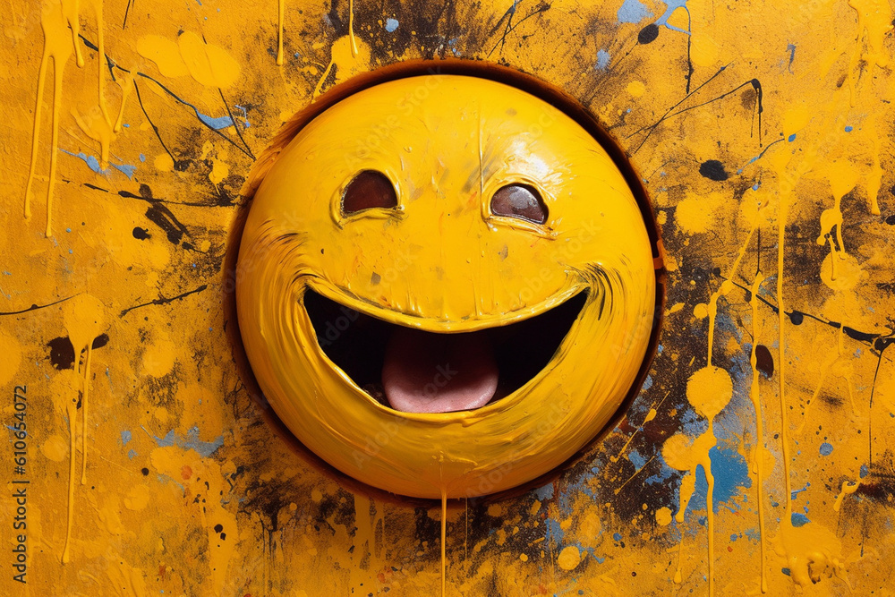 yellow smiley face, created by a neural network, Generative AI ...