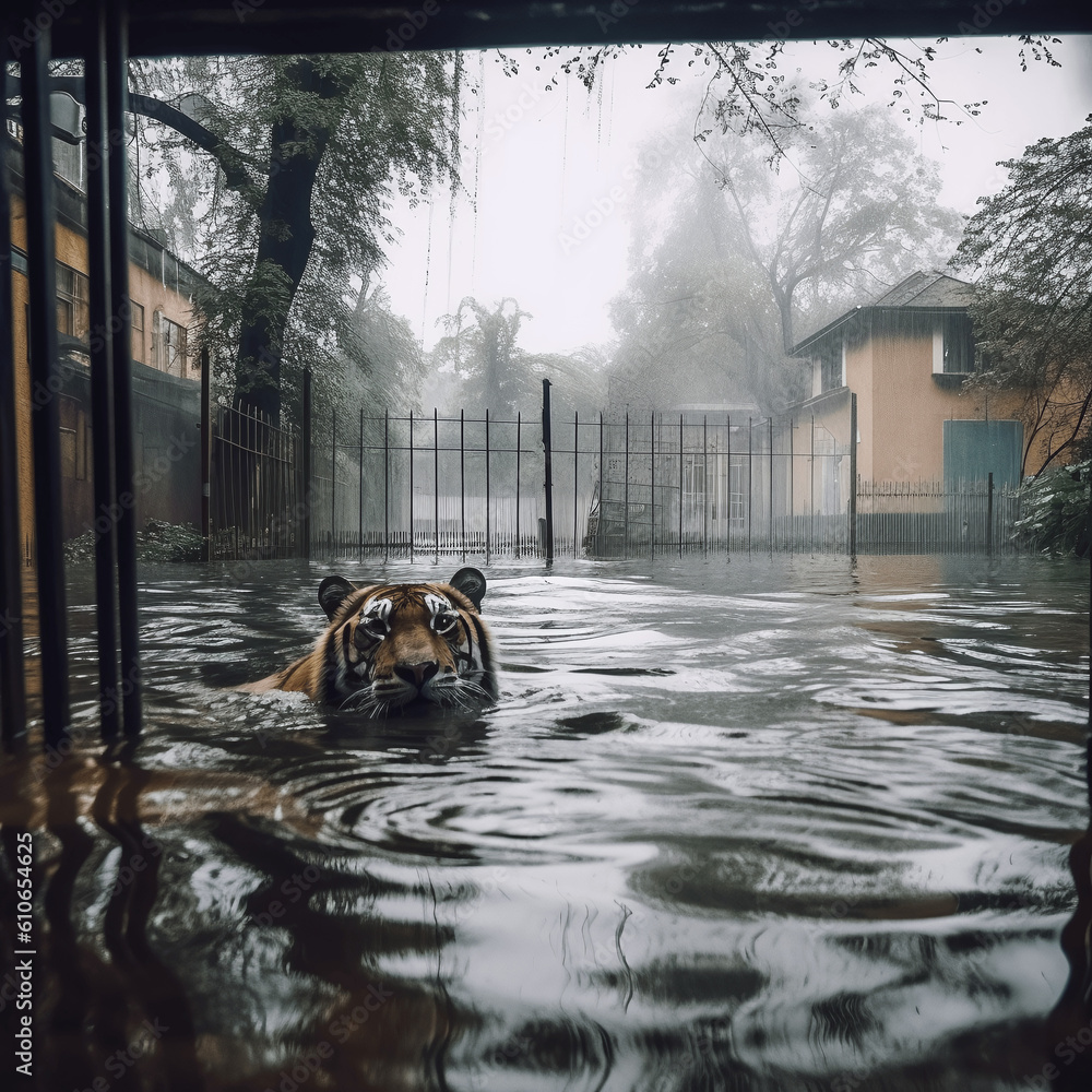 A Captivating Visual of tiger during Kachov Dam's Tragedy and the ...