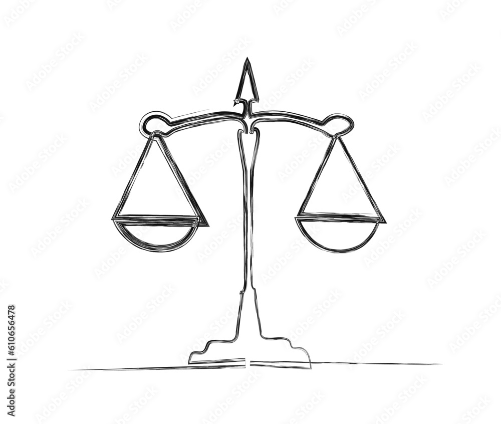 Continuous one line drawing of scales. scales of justice line art ...