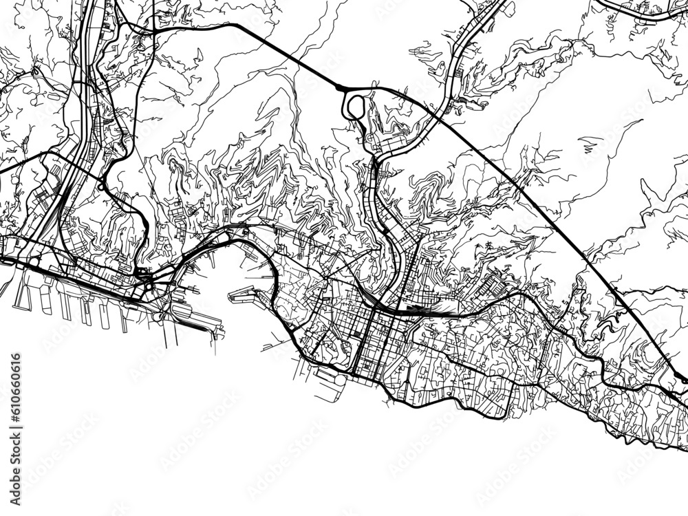 Vector road map of the city of Genoa in the Italy on a white background ...