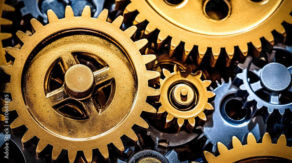 Large cog wheels in the motor. Generative AI Stock Photo | Adobe Stock