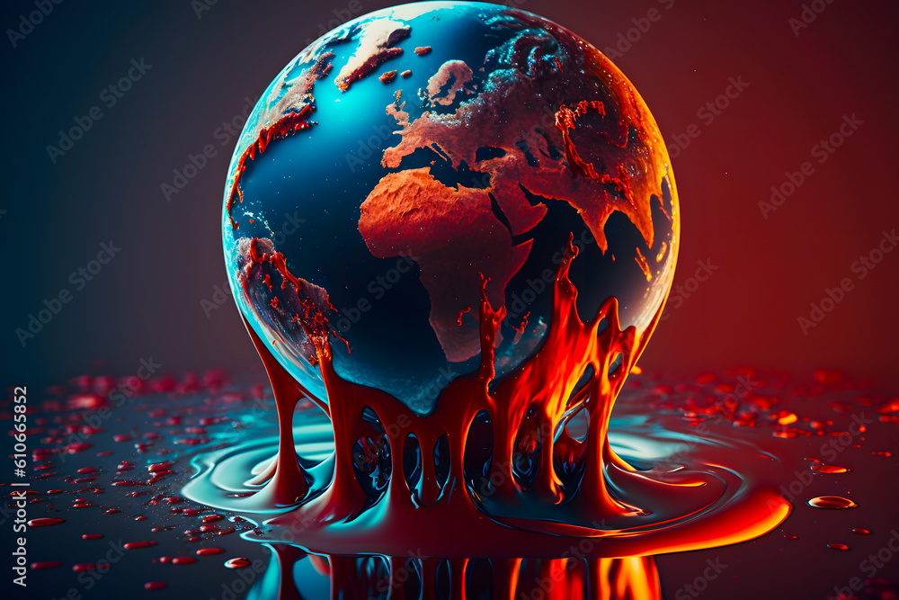 Planet Blue Earth bleeding splash spray pool of blood splatter wounds ...