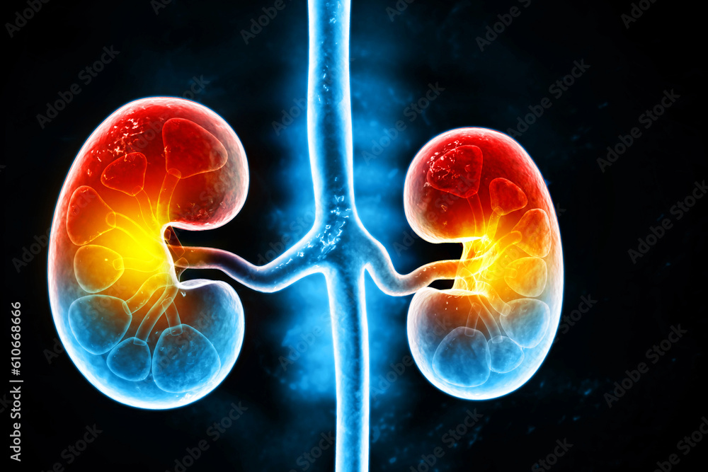 Human kidneys anatomy structure. 3d illustration Stock Illustration ...