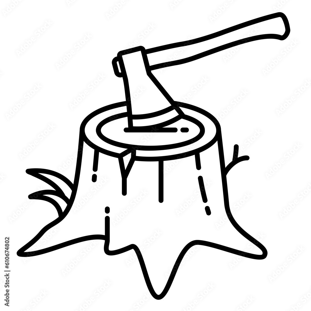 The deforestation icon i.e. excessive logging is depicted with a stump ...