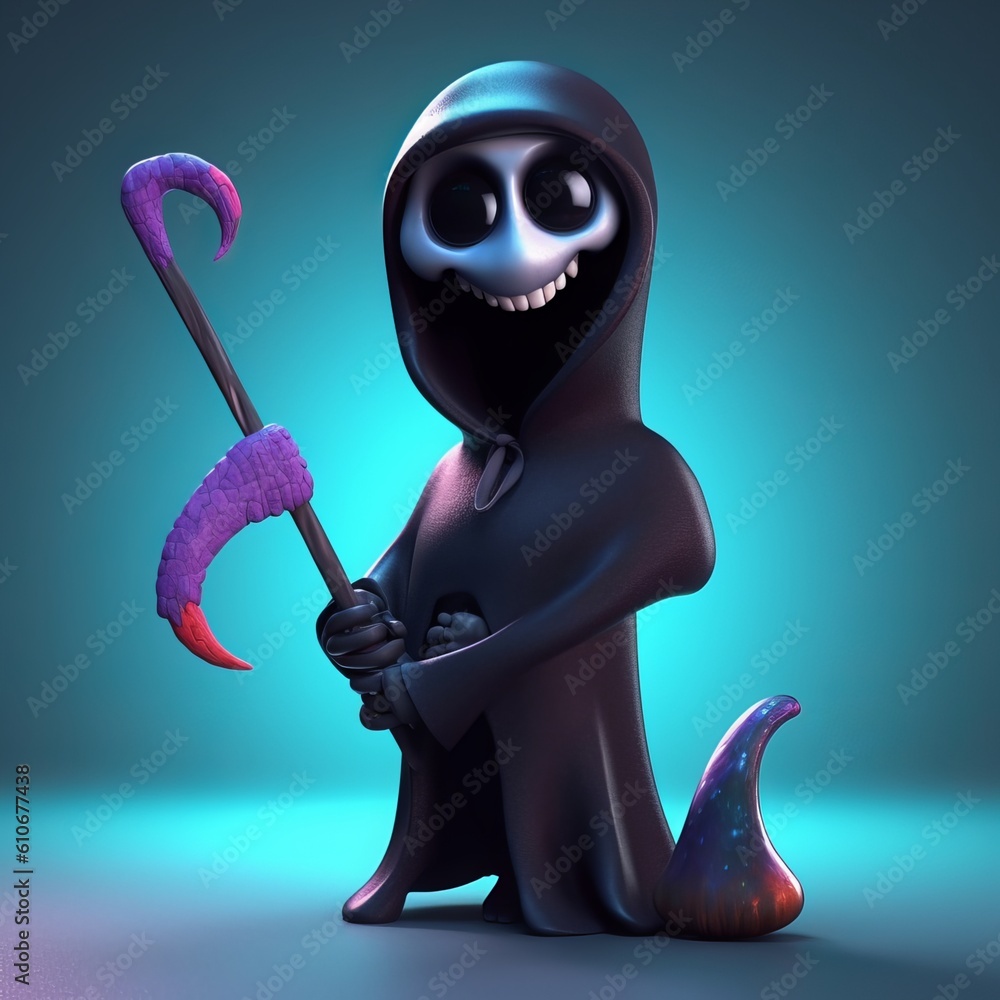 Hilarious Grim Reaper Cartoon Character Spreading Laughter Stock Illustration Adobe Stock