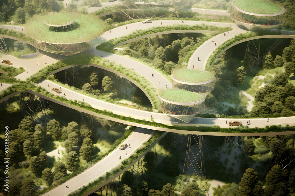 Urban project planning. Green sustainable design, creating eco friendly ...