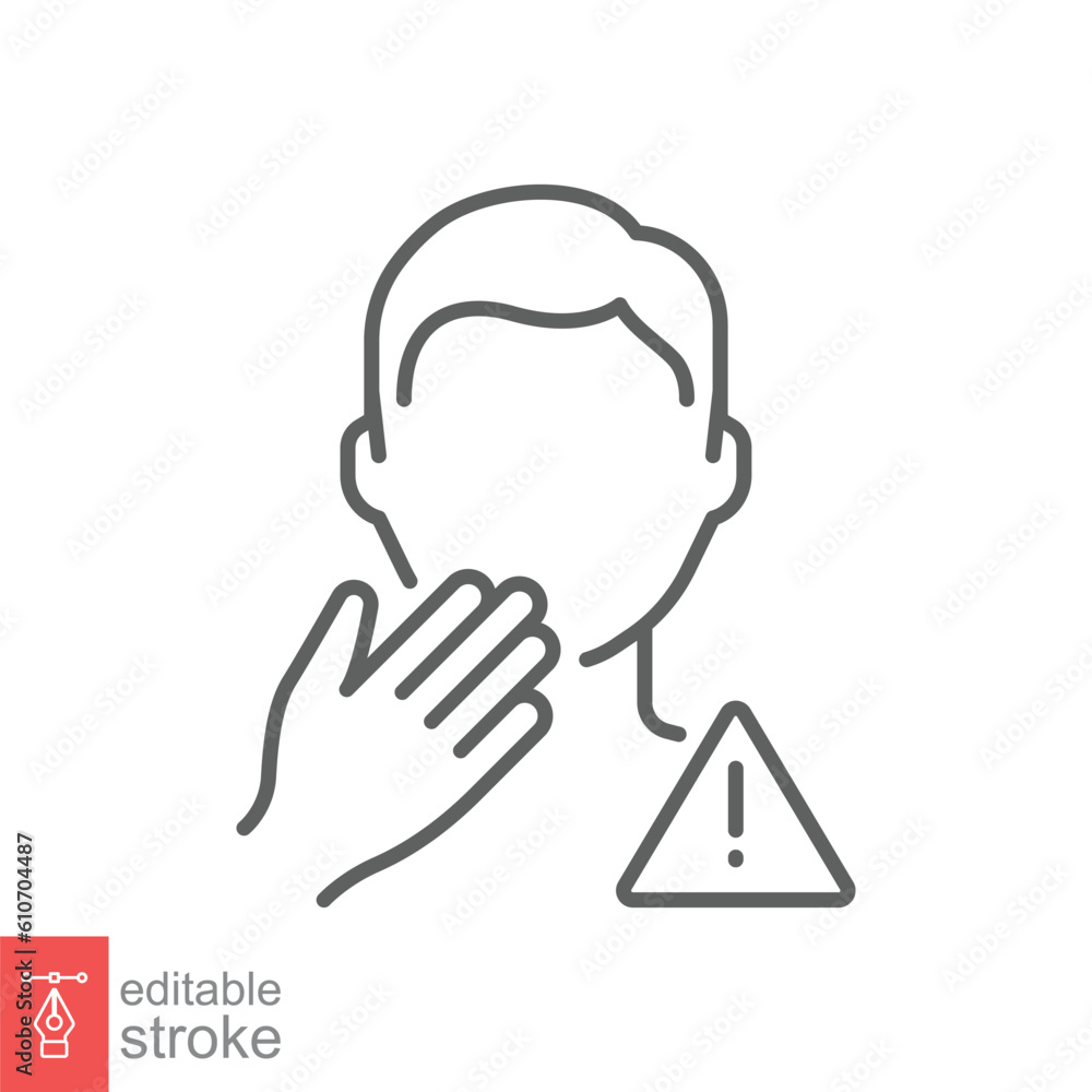 Avoid touch face icon. Simple outline style. Do not touch your face ...