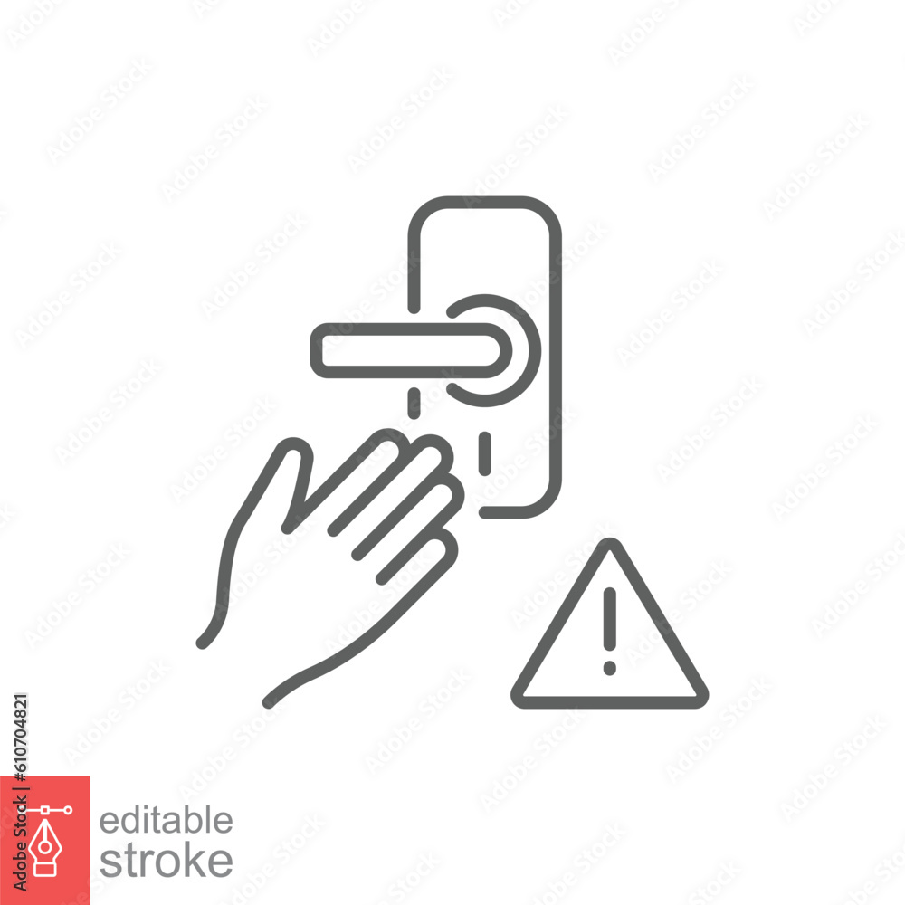 Avoid touching door knob surface icon. Simple outline style. Public ...