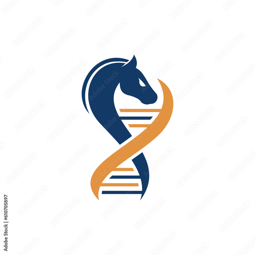 DNA Horse Logo, Horse and DNA strand vector illustration, logo design ...
