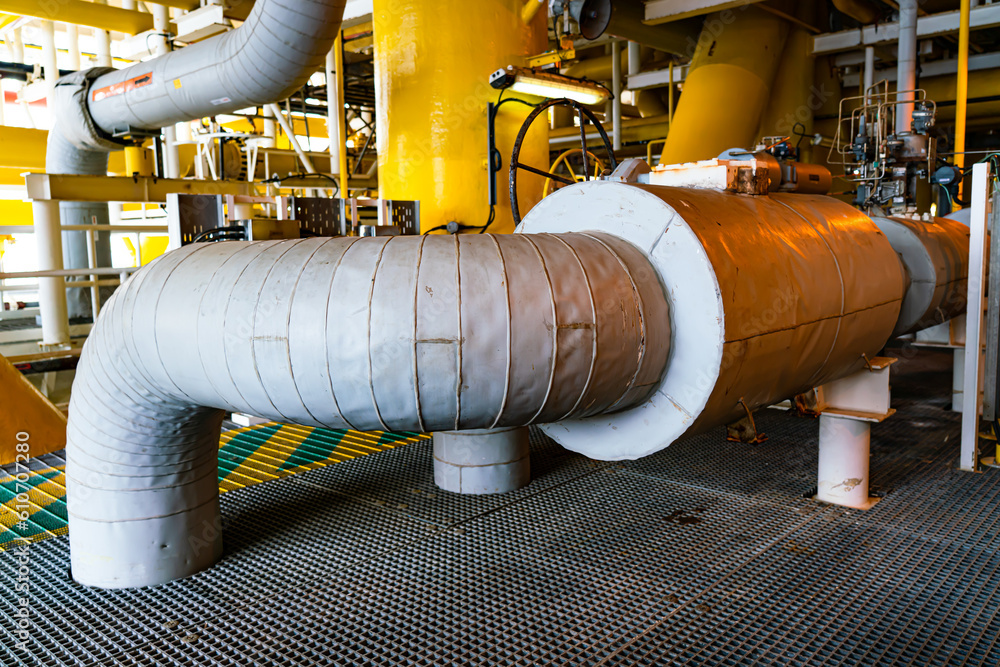 Insulation foam covered with a good waterproof rubber sheet on pipes in ...